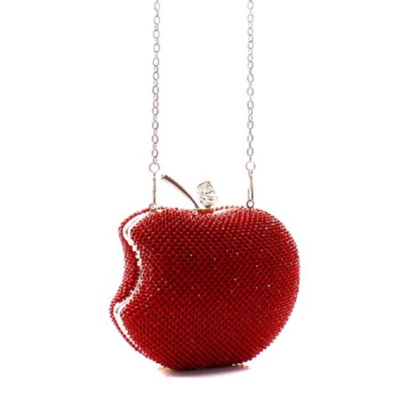 Bags | Apple Shaped Rhinestone Embel Clutch Evening Bag | Poshmark